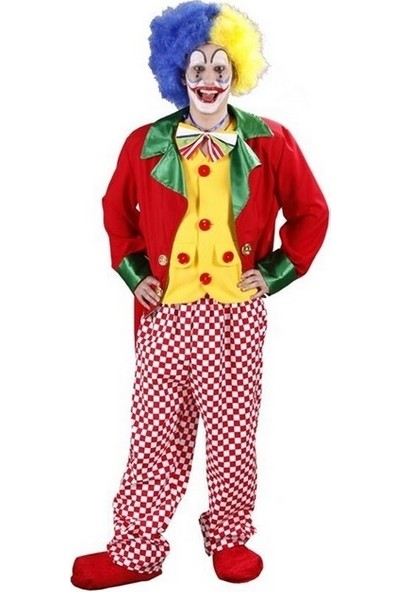 Tahtakale Ticaret Fraklı Takım Palyaço Kostümü Yetişkin Lüks Palyaço Kıyafeti