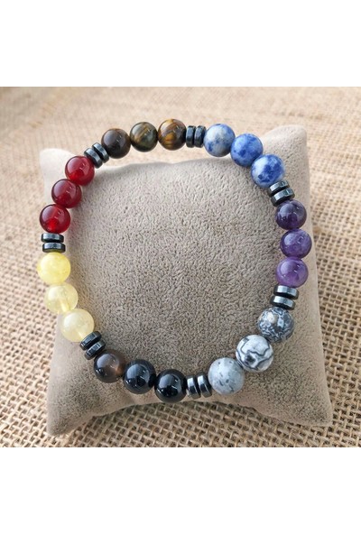 İmran Doğal Taş 7'li Çakra Doğal Taş Bileklik - IMRBL00050