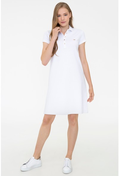 U.S. Polo Assn. Bayan Beyaz Örme Elbise