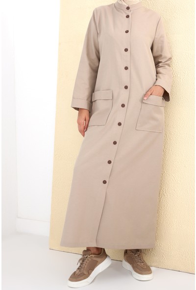 ALLDAY %100 Pamuk Düğmeli Ferace