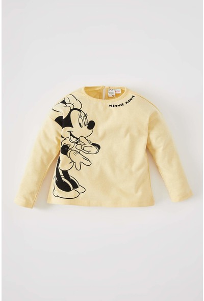 DeFacto Kız Bebek Minnie Mouse Lisanslı Pamuklu Uzun Kollu Tişört V9075A221Au