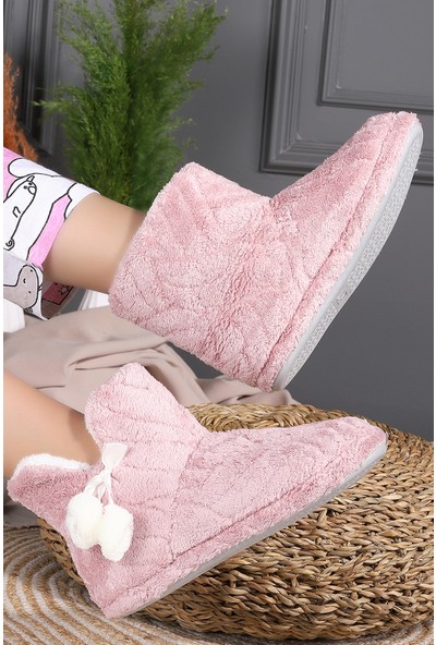 Potincim Rdp Suyolu Kışlık Panduf Kadın Ev Botu Gül Kurusu