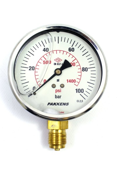 Pakkens 100MM 0/16 Bar 1/2 Alt Bağlantılı Gliserinli Tip Manometre Pakkens 100MM 0/16 Bar 1/2 Alt Bağlantılı Gliserinli Tip Manometre