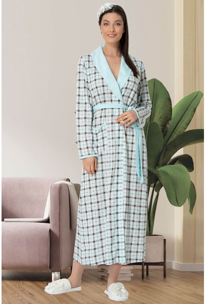 Mecit Pijama Mecit 5403 Turkuaz Ekoseli Spor Kadın Sabahlık Mecit Pijama Mecit 5403 Turkuaz Ekoseli Spor Kadın Sabahlık