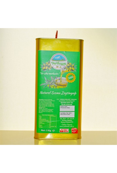 Yarbaşım Natürel Zeytinyağı Teneke 5 kg Yarbaşım Natürel Zeytinyağı Teneke 5 kg