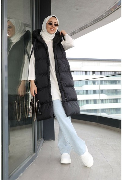 Cng Moda Kadın Kapşonlu Boyfrend Şişme Yelek Cng Moda Kadın Kapşonlu Boyfrend Şişme Yelek