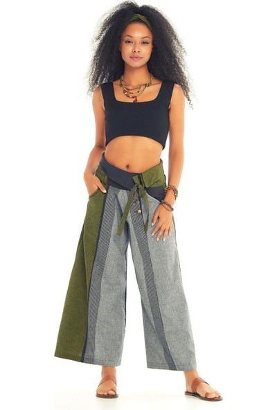 Los Banditos Düşük Bel Düğmeli Bol Paça Pantolon