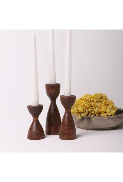 Minibon Ahşap Dekoratif 3'lü Kum Saati Şamdan Mumluk Minibon Ahşap Dekoratif 3'lü Kum Saati Şamdan Mumluk