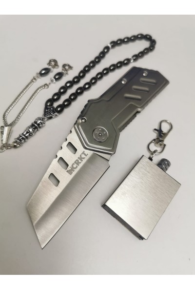 Crkt 14 cm Gümüş Komple Çelik Manuel Kılıflı Çakı Hediyeli Crkt 14 cm Gümüş Komple Çelik Manuel Kılıflı Çakı Hediyeli