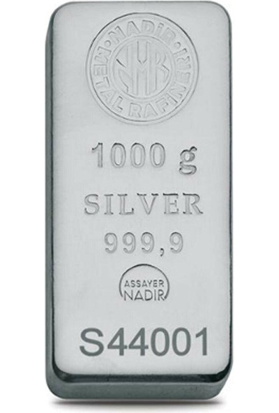 Nadir Gümüş Nadir Gold Uluslararası Geçerli Sertifikalı Faturalı 999.9 Saf Külçe Gümüş 1000 gr