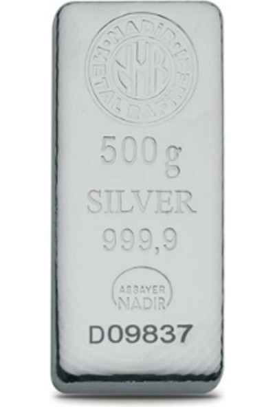 Nadir Gümüş Nadir Metal Rafinerisi Ürünü Uluslararası Geçerli Sertifikalı 999.9 Saf Külçe Gümüş 500 gr Nadir Gümüş Nadir Metal Rafinerisi Ürünü Uluslararası Geçerli Sertifikalı 999.9 Saf Külçe Gümüş 500 gr