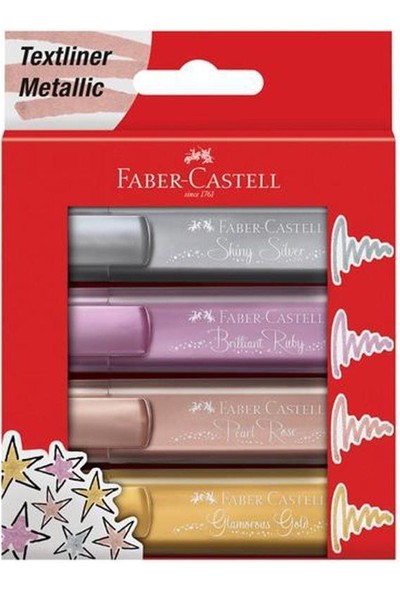 Faber Fosforlu Kalem Metalik Renk 4'lü