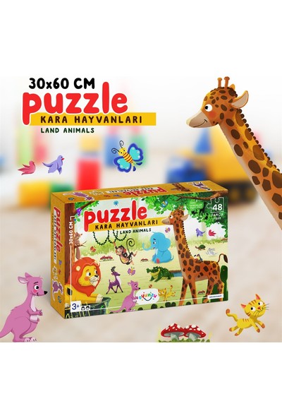 Oyunzu Kara Hayvanları Puzzle 48 Parça Okul Öncesi Oyunzu Kara Hayvanları Puzzle 48 Parça Okul Öncesi