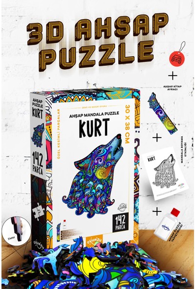 Oyunzu Kurt Ahşap Mandala Puzzle 142 Parça