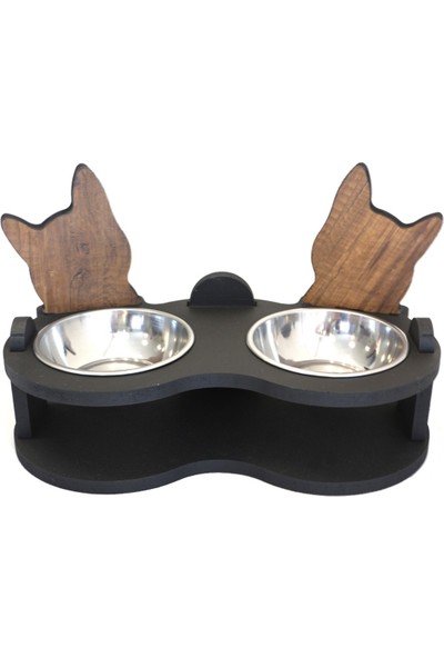Hobimax Çelik Kaseli Ahşap Bakışan Kedi Desenli Kedi Mama ve Su Kabı Kahverengi Hobimax Çelik Kaseli Ahşap Bakışan Kedi Desenli Kedi Mama ve Su Kabı Kahverengi