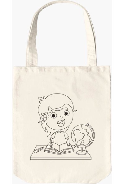 Çınar Bez Çanta Çocuk Aktiviteleri Desenli Ham Bez Çanta 10'lu + Boya Kalemi 12'li