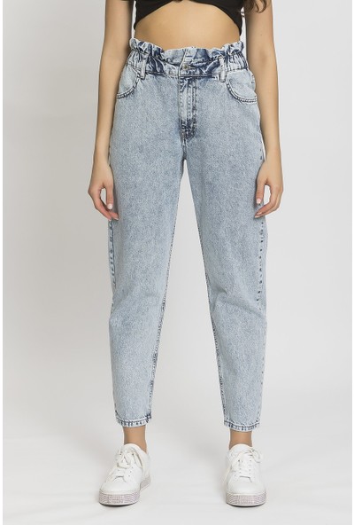 Its Basic Beli Lastikli Yüksek Bel Snow Balon Jean