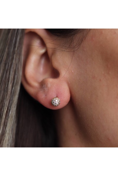 Değerli Kuyumculuk Taşlı Top Küpe