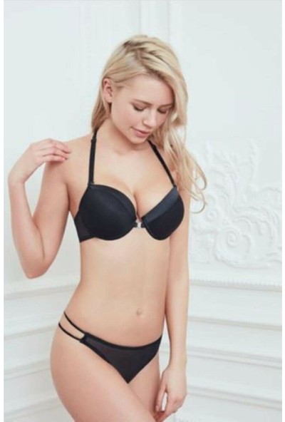 Anıl Kadın Siyah Balenli Destekli Dolgulu Push Up Sırtı Güpür Sütyen Külot Takım MAN4683 Anıl Kadın Siyah Balenli Destekli Dolgulu Push Up Sırtı Güpür Sütyen Külot Takım MAN4683
