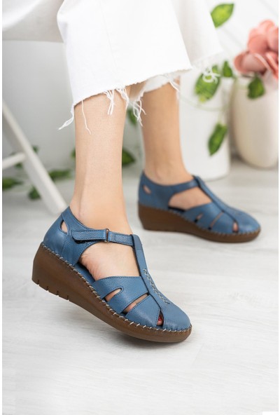 Diego Carlotti Hakiki Deri Kadın Günlük Dolgu Topuk Sandalet