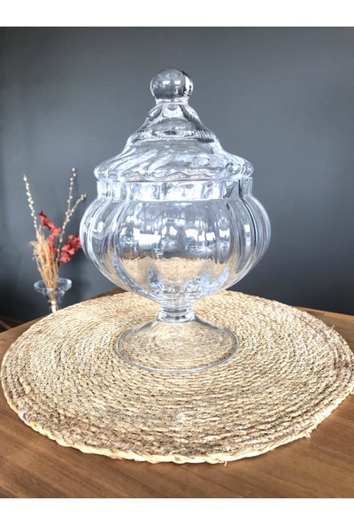 Glassella El Yapımı Kapaklı Sunumluk, Kurabiyelik, Şekerlik