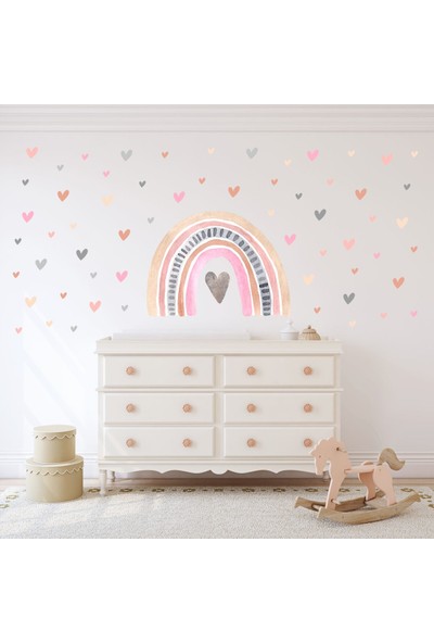 Sticker Ekspres Suluboya Gökkuşağı ve Kalpler Çocuk Odası Duvar Sticker Seti Sticker Ekspres Suluboya Gökkuşağı ve Kalpler Çocuk Odası Duvar Sticker Seti