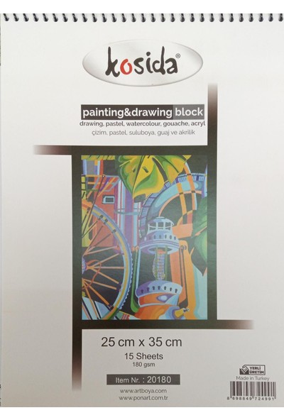 Kosida Painting Drawing Blok 25X35 cm 15 Yaprak KHM-20-180 Dokulu