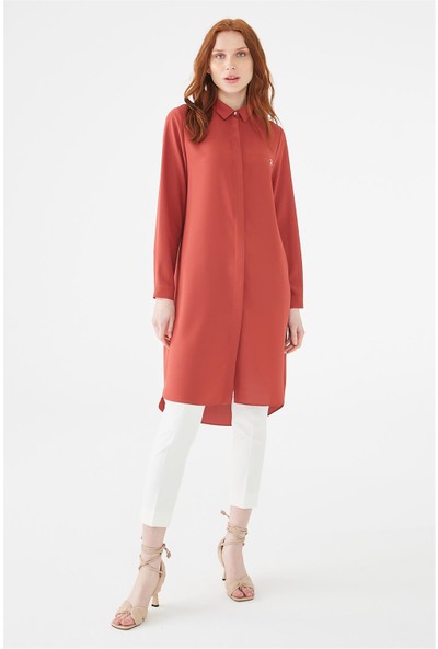 Zühre Gizli Düğme Kiremit Tunik T-0767