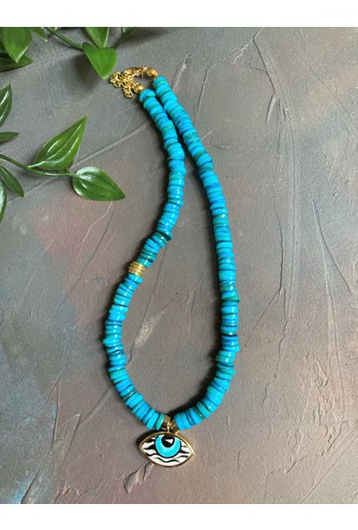 Floom Jewelry Turkuaz Porselen Göz Detaylı Sedef Kolye Floom Jewelry Turkuaz Porselen Göz Detaylı Sedef Kolye