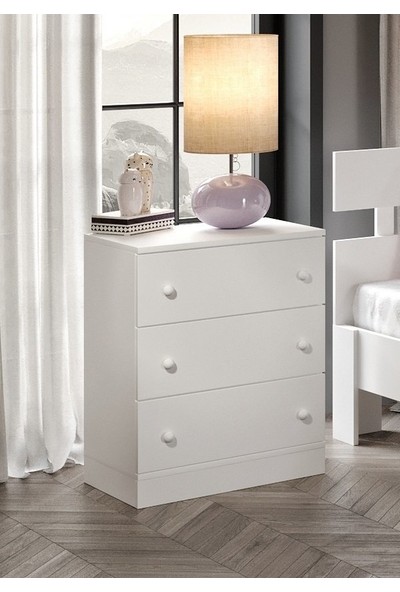 Afilli Günce 3 Çekmeceli Şifonyer Beyaz Tamamı Mdflam Afilli Günce 3 Çekmeceli Şifonyer Beyaz Tamamı Mdflam