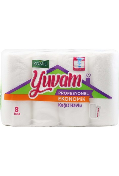Komili Yuvam - 3 Katlı Mutfak Havlusu - 8 Rulo Komili Yuvam - 3 Katlı Mutfak Havlusu - 8 Rulo