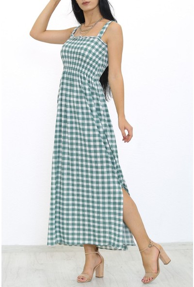Velizade Ip Askılı Elbise Yeşilbeyaz - 7543.1240.