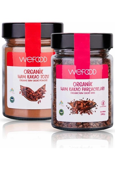 Wefood Organik Ham Kakao Tozu Organik Ham Kakao Parçacıkları 2'li Set Wefood Organik Ham Kakao Tozu Organik Ham Kakao Parçacıkları 2'li Set