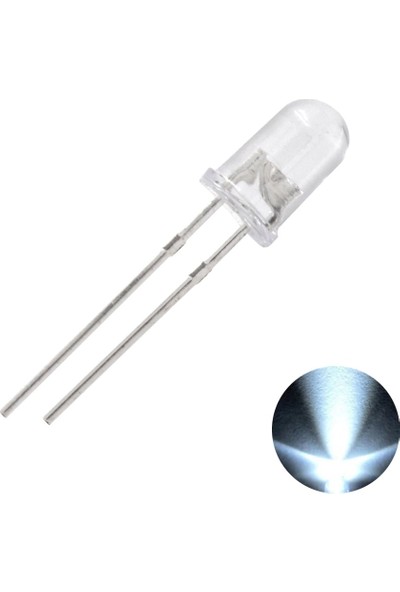 Elektronikport LED 5mm Beyaz Şeffaf (10 Adet) Elektronikport LED 5mm Beyaz Şeffaf (10 Adet)