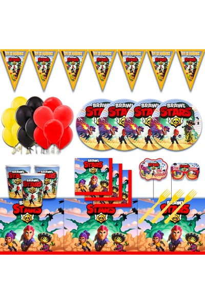 Brawl Stars 16 Kişilik Doğum Günü Parti Süsleri Malzemeleri Seti