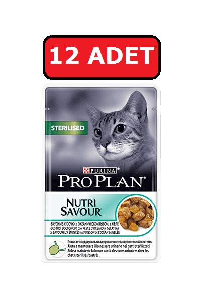 Pro Plan Purina Proplan Sterilised Kısır Kedi Konservesi 12 x 85 gr Jöle Içinde Okyanus Balıklı Parça Etli Pouch Pro Plan Purina Proplan Sterilised Kısır Kedi Konservesi 12 x 85 gr Jöle Içinde Okyanus Balıklı Parça Etli Pouch