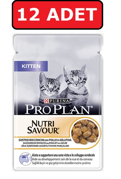 Pro Plan Purina Proplan Kitten Yavru Kedi Konserve 12 x 85 gr Jöle Içinde Tavuklu Parça Etli Yaş Mama Pouch Pro Plan Purina Proplan Kitten Yavru Kedi Konserve 12 x 85 gr Jöle Içinde Tavuklu Parça Etli Yaş Mama Pouch