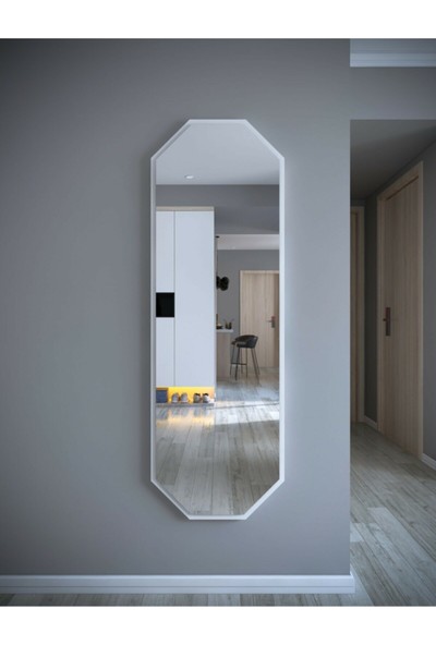 Rivomo Sekizgen Beyaz 150X50 Dekoratif Boy Aynası