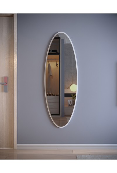 Rivomo Beyaz Elips 120X40 Dekoratif Boy Aynası