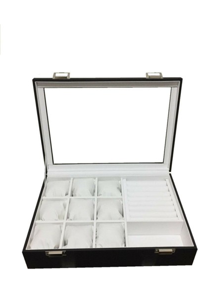 İmpala Saat Yüzük Kol Düğmesi ve Gözlük Siyah Deri Kaplama Çok Amaçlı Takı Kutusu İmpala Saat Yüzük Kol Düğmesi ve Gözlük Siyah Deri Kaplama Çok Amaçlı Takı Kutusu