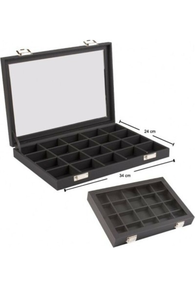 İmpala Bölmeli Siyah Çok Amaçlı Takı Kutusu