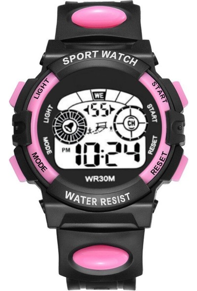Black Point Arka Plan Işıklı Dijital Çocuk Kol Saati Kronometreli Takvimli