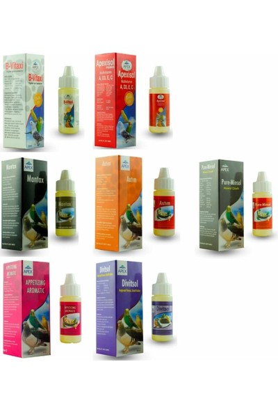 Papağanhane Apex Kuşlar Için Damla Vitamin Seti 7 Parça Papağanhane Apex Kuşlar Için Damla Vitamin Seti 7 Parça