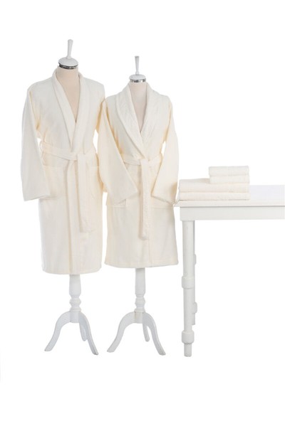 Özdilek Orkide Krem - Krem Aile Bornoz Seti Özdilek Orkide Krem - Krem Aile Bornoz Seti