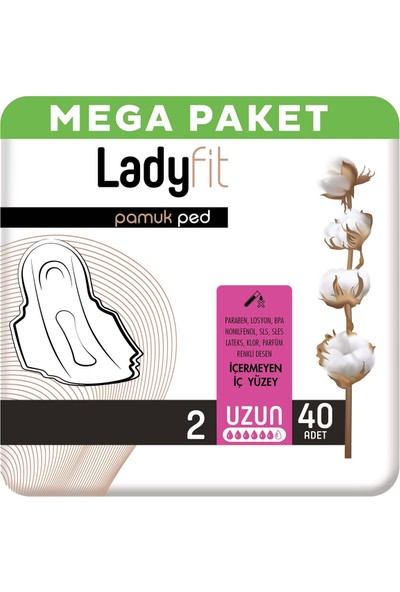 Ladyfit Pamuk Ped Mega Uzun 40 Ped Ladyfit Pamuk Ped Mega Uzun 40 Ped