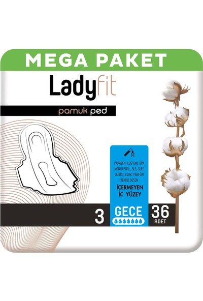 Ladyfit Pamuk Ped Mega Gece 36 Ped Ladyfit Pamuk Ped Mega Gece 36 Ped