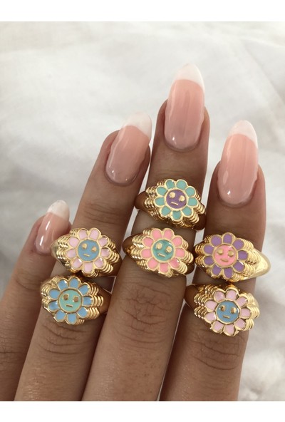 The Y Jewelry Mavi Su Yeşili Gülenyüz Yüzük