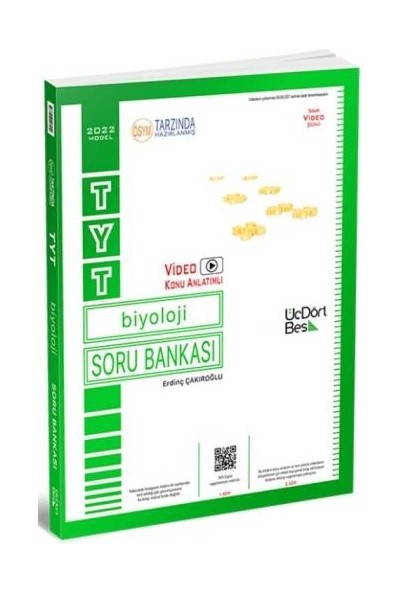 Üçdörtbeş Yayınları 2022 TYT Biyoloji Soru Bankası