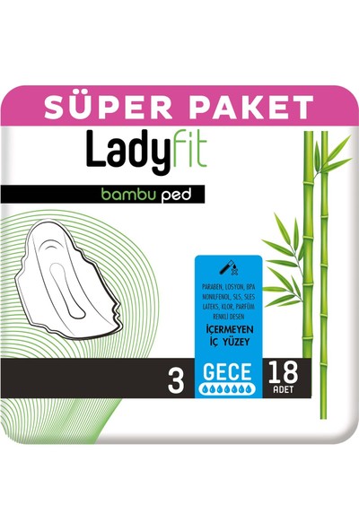Ladyfit Bambu Ped Süper Gece 18 Ped Ladyfit Bambu Ped Süper Gece 18 Ped