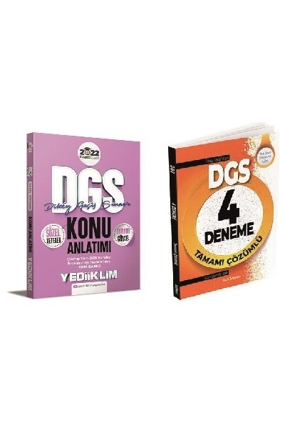 Yediiklim Yayınları 2022 DGS Sözel Yetenek Konu ANLATIMI+2022 DGS Tamamı Çözümlü 4 Deneme 2'li Set Yediiklim Yayınları 2022 DGS Sözel Yetenek Konu ANLATIMI+2022 DGS Tamamı Çözümlü 4 Deneme 2'li Set